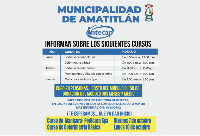 CURSOS DE INTECAP - Municipalidad de Amatitlán